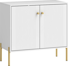 HOMCOM Moderní sideboard 2 dveře – mramorový vzhled, nastavitelný prostor, kovové nohy, bílé, 80 x 39,1 x 76 cm