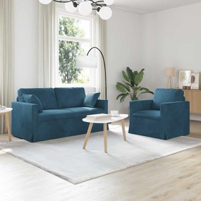Set pohovek 2 ks Modrá samet 3407559