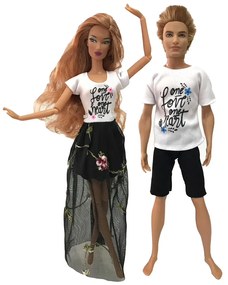 Párové oblečení pro Kena a Barbie Motiv: Černo-bílá, s nápisem
