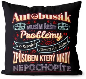 Polštář Autobusák – problémy (Velikost: 40 x 40 cm)
