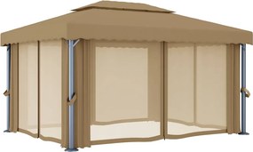 Altán se závěsy 4 x 3 m taupe hliník 3067050