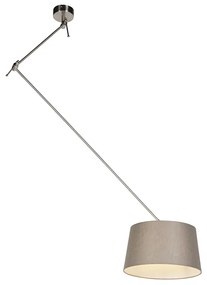 Závěsná lampa s plátěným stínidlem taupe 35 cm - ocel Blitz I