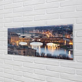 akrylový obraz Italy Bridges noc řeka 120x60 cm