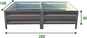 Vyvýšený záhon LEGI 0,65 × 2 m, pozinkovaný ocelový rám, výška 40 cm, pozink