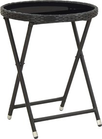 3dílný bistro set s poduškami černý polyratan a sklo 3278753