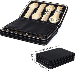 Přenosný úložný box na hodinky, krabička na hodinky pro 8 hodinek, černá