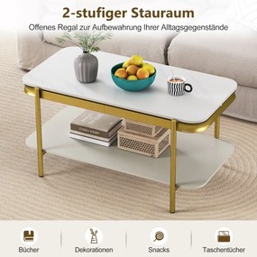 Costway Obdélníkový konferenční stolek Moderní pohovka Accent Table White