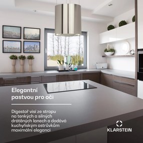 Klarstein Barett, digestoř, 35 cm, ostrůvková, 560 m³/h, LED, filtr s aktivním uhlím, nerezová ocel