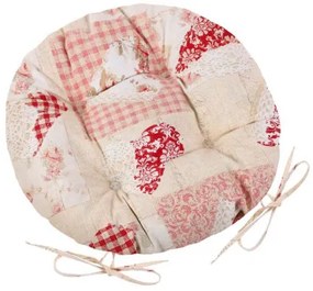 Bellatex Sedák EMA kulatý prošívaný - patchwork srdce růžové, 40 cm