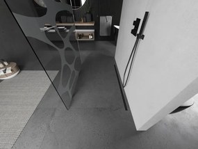 Mexen Kioto, sprchová zástěna Walk-In 110 x 200 cm, 8mm čiré sklo bílý vzor, ​​grafitový profil, 800-110-002-66-97