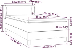 vidaXL Box spring postel s matrací 80 x 200 cm textil [3126119] Barva: Modrá