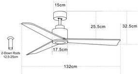 Zambelis Stropní ventilátor Rheo z třešňového dřeva