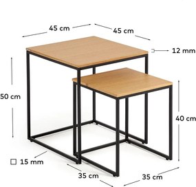 Odkládací stolky v sadě 2 ks s deskou v dubovém dekoru 45x45 cm Yoana – Kave Home