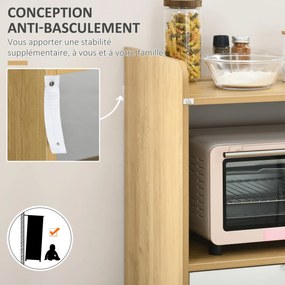 HOMCOM Kuchyňský vozík v severském stylu pro mikrovlnku s skříňkou, zásuvkou, nastavitelnou policí - 58 x 40 x 118 cm - přírodní a bílý | Aosom