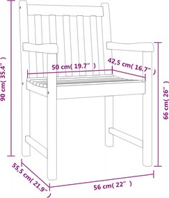 vidaXL Zahradní židle 6 ks 56 x 55,5 x 90 cm masivní akáciové dřevo [3206273]