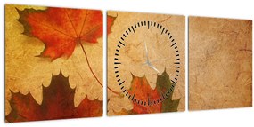 Obraz s podzimním motivem (s hodinami) (90x30 cm)