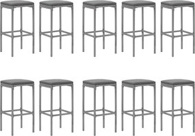 11dílný zahradní barový set s poduškami šedý polyratan 3187640