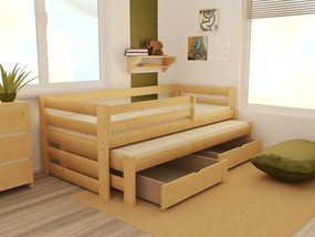 Vomaks Dětská postel s výsuvnou přistýlkou DPV 007 90 x 180 cm bezbarvý lak
