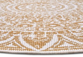 MK Original: Produkty s rodokmenem, Kusový koberec Mujkoberec Original Nora 105792 Ochre kruh – na ven i na doma, 140x140 (průměr) kruh, žlutá, chodba / předsíň
