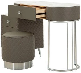 Designový toaletní stolek s taburetkou Pembroke II šedý