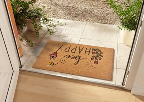 Hanse Home, Rohožka Bee happy 105572 - na ven i na doma, 45x75, hnědá, chodba / předsíň
