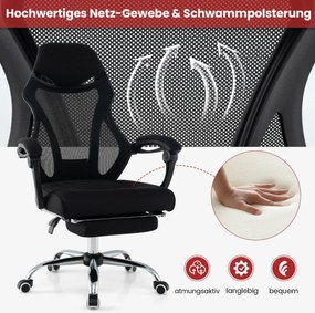 Costway Ergonomická kancelářská židle ze síťoviny s opěrkou nohou a výškově