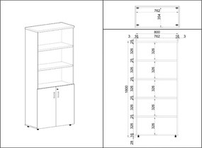 Vysoká skříň SimpleOffice 80 x 40 x 180 cm, bílá