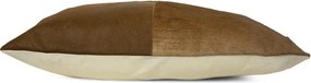 Hnědý kožený polštář s výrazným stehem Stitch Cow - 45*60*15cm
