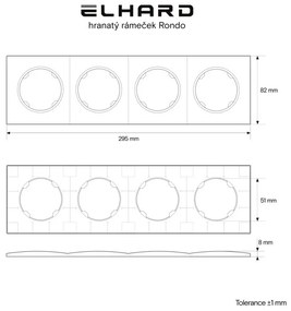 Elhard Hranatý čtyřrámeček Rondo, černý RD3104B