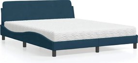 Postel s matrací Dover modrá 160 x 200 cm samet 3208435