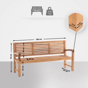 Teaková lavice Halden 180 cm