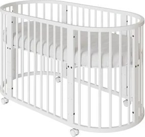Dětská rostoucí postýlka 3v1 oválná + matrace New Baby bílá