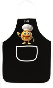 Kuchyňská zástěra Burger EMI, černá