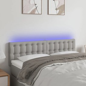 Čelo postele s LED světle šedé 144 x 5 x 78/88 cm textil 3122044