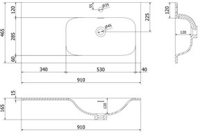 Mexen Orio, koupelnová skříňka 90 cm s pravým umyvadlem Vela, 1S, 1D, bílá lesklá, 91A13-09047-3-BBFF00-W23P00
