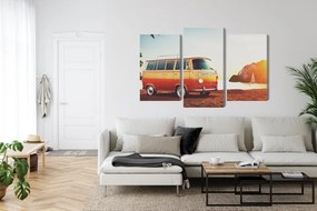 Vícedílný obraz Retro Auto Na Pláži Nedostatek Nedostatek Plátno Canvas 60x40