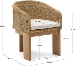 Polstrovaná/ratanová zahradní židle v přírodní barvě Xoriguer – Kave Home