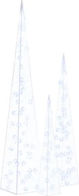 Sada akrylových světelných LED kuželů modrá 60/90/120 cm 328973