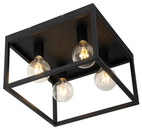 Průmyslová stropní lampa černá 40 cm 4světelná - klec
