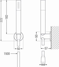 Mexen příslušenství - podomítkový 1-bodový ruční sprchový set R-70, černá, 785705051-70