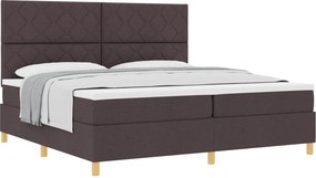 Postel s boxspringem s čelo Tmavě hnědá 200 x 200 cm textil 3339724