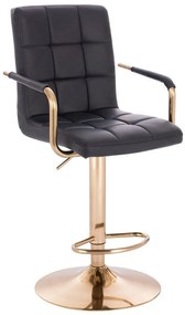 LuxuryForm DESIGN Barová židle VERONA GOLD na zlaté kulaté podstavě - černá