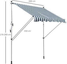 Svěrná markýza s ruční klikou výškově nastavitelná markýza se sklopným ramenem odpuzující nečistoty, odolná proti povětrnostním vlivům markýza na bal…
