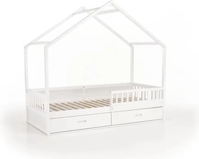 Montessori postel, 90x200, bílá, masiv, BIANKA
