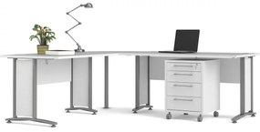FN Rohový psací stůl Office 80400/304 bílá/silver grey