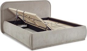 Béžová čalouněná dvoulůžková postel s úložným prostorem s roštem 180x200 cm Soma – Meise Möbel