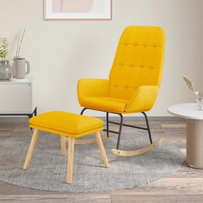 Houpací křeslo s podnožkou hořčicově žluté textil 3097711