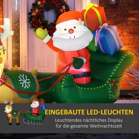 HOMCOM Nafukovací Santa Claus, nafukovací vánoční dekorace, vč. ventilátoru, do interiéru i exteriéru, bílá + zlatá