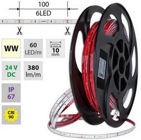 LED pásek McLED 24V teplá bílá CRI90 š=10mm IP67 4,8W/m 60LED/m SMD2835 ML-126.003.90.2