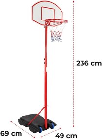 Infantastic 74237 Basketbalový koš s kolečky, nastavitelný 113 - 236 cm